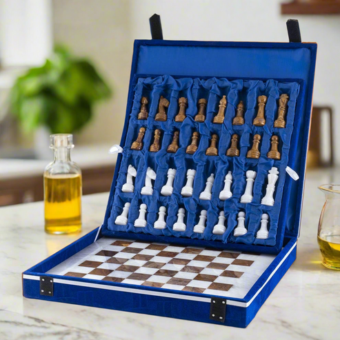 White & Brown Marble Chess Set | Luxury Home Décor | Christmas Gifts ...